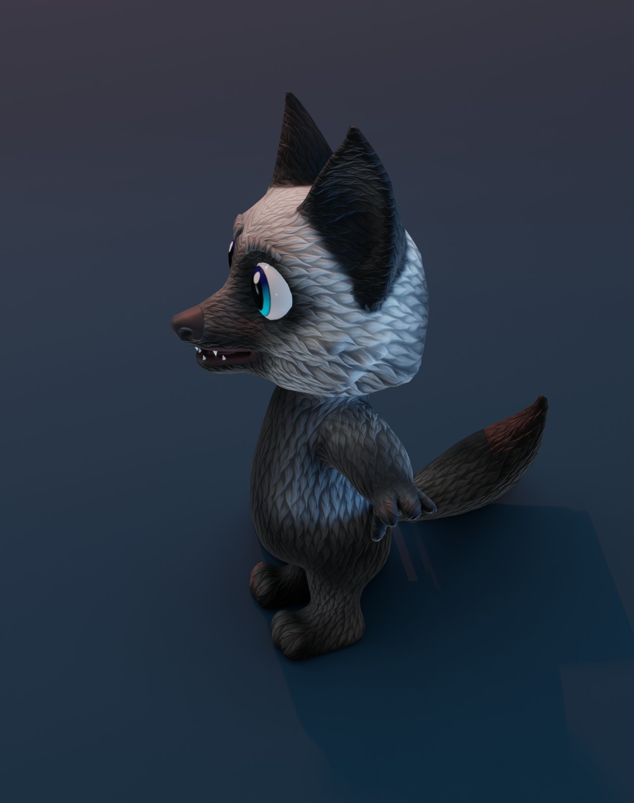 Cartoon Silver Fox Animated 3D Model by 3DDisco