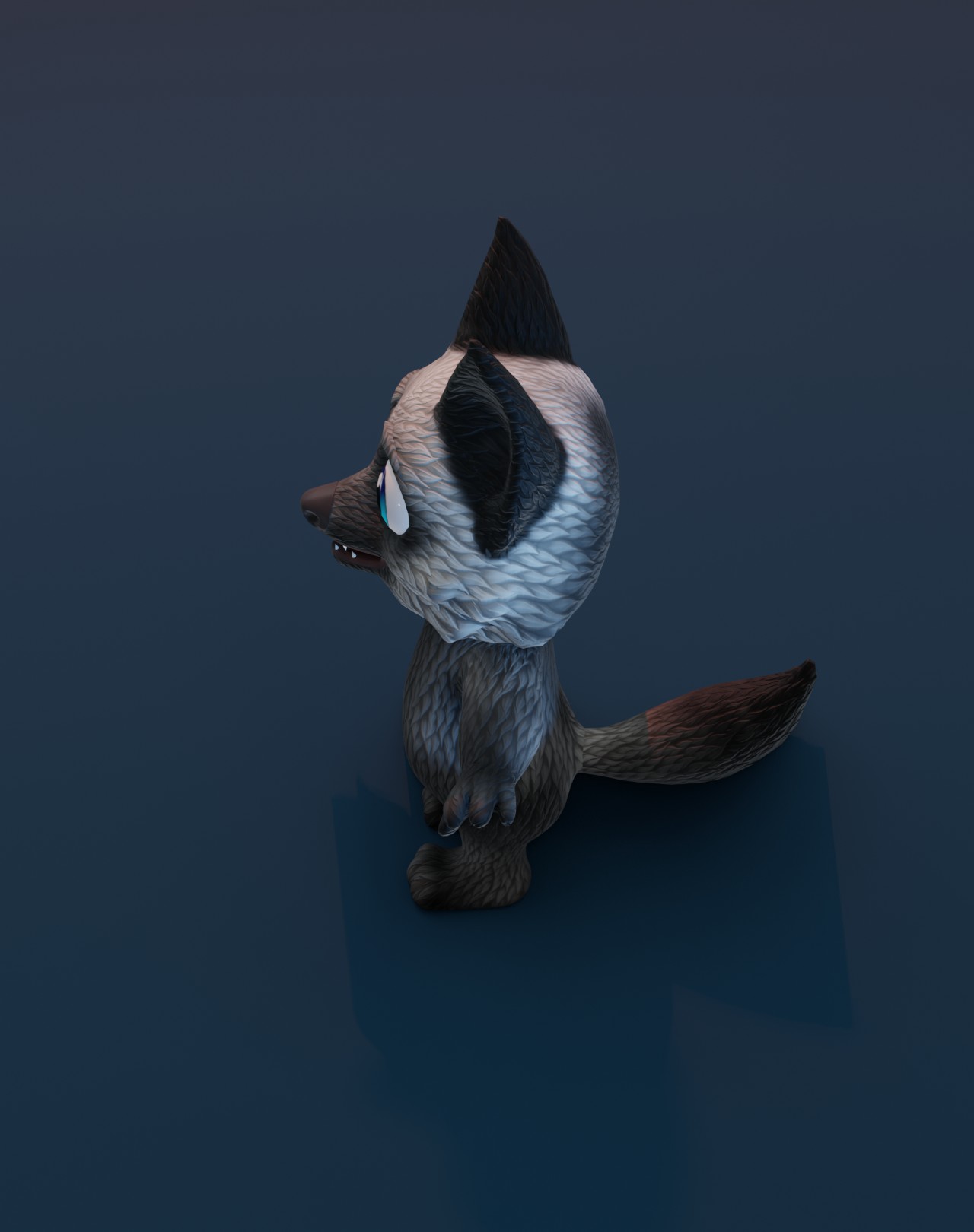 Cartoon Silver Fox Animated 3D Model by 3DDisco