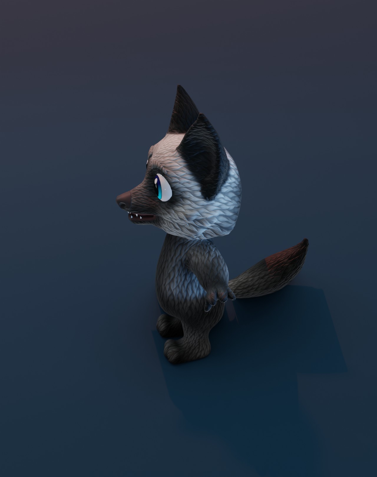 Cartoon Silver Fox Animated 3D Model by 3DDisco