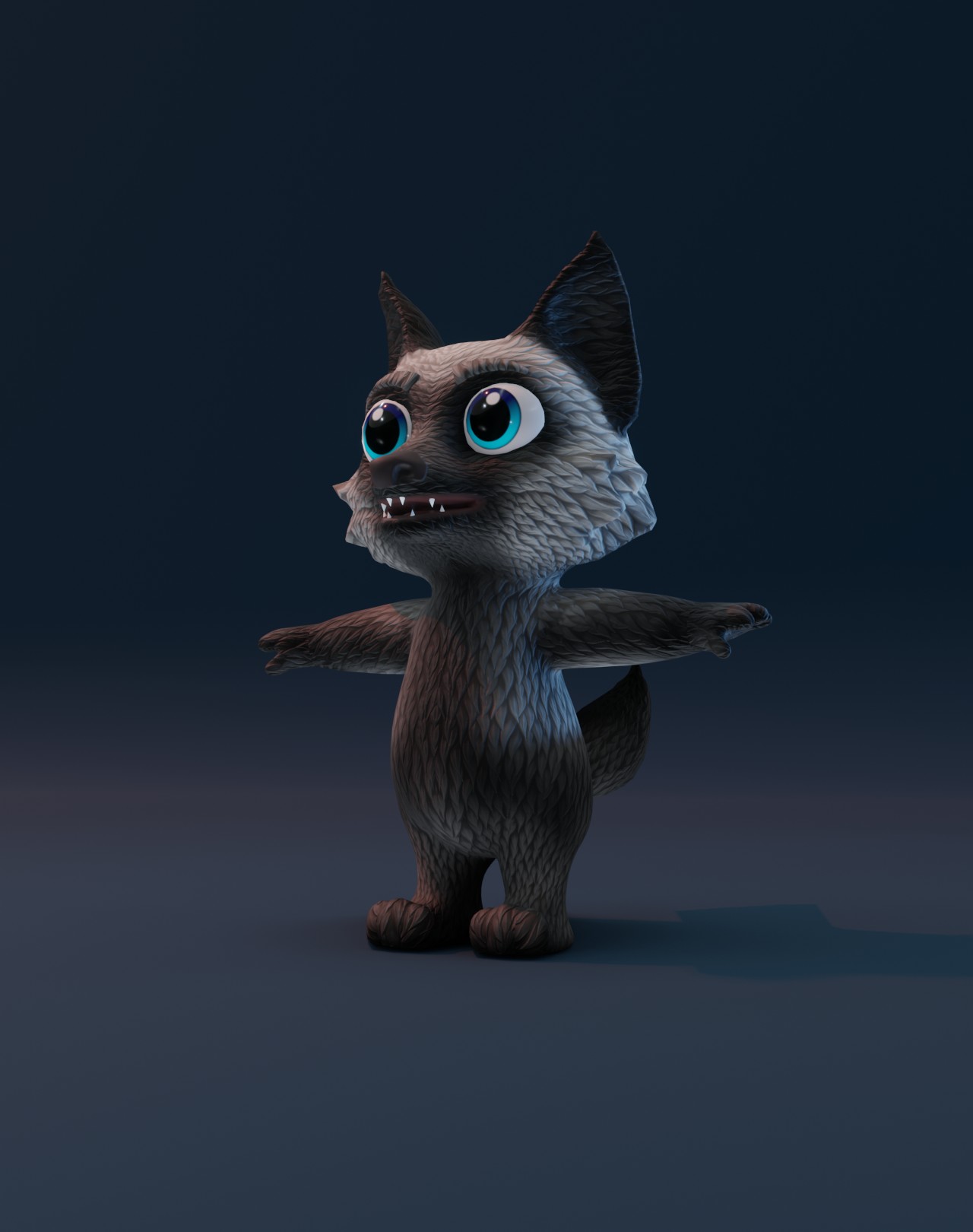 Cartoon Silver Fox Animated 3D Model by 3DDisco