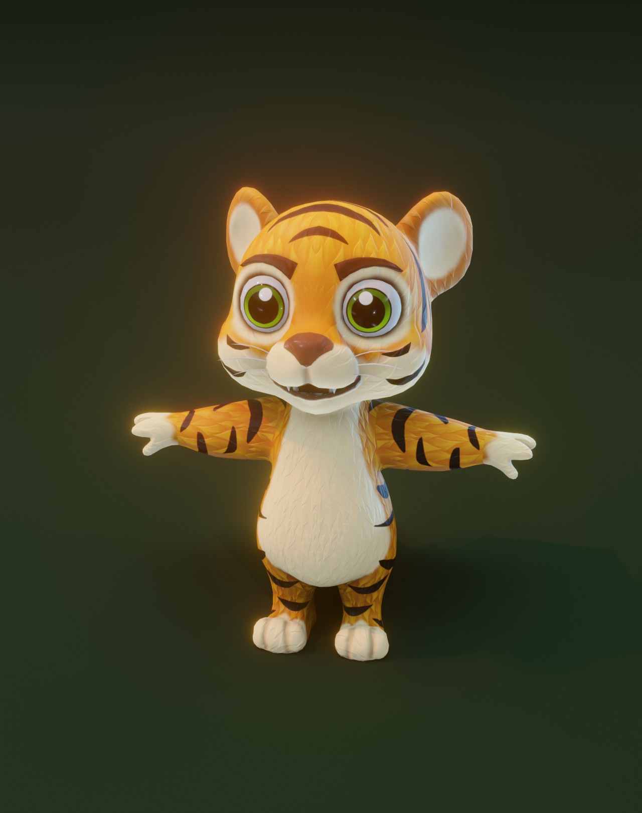 Cartoon Tiger Animated 3D Model by 3DDisco