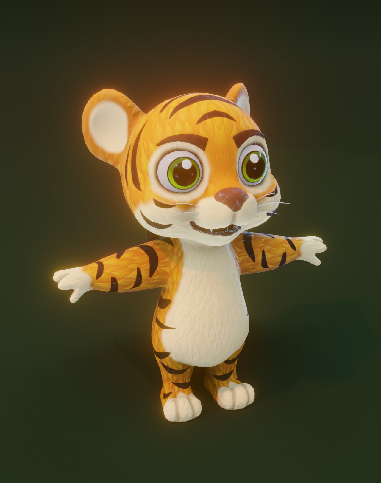 Cartoon Tiger Animated 3D Model by 3DDisco