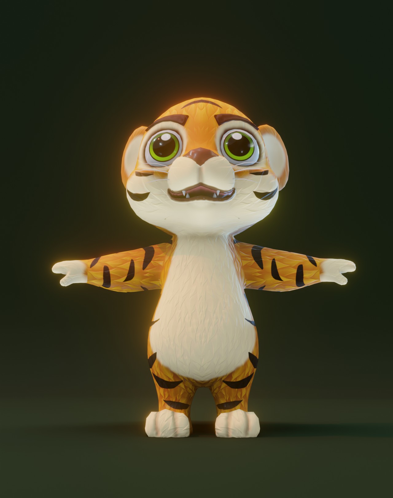 Cartoon Tiger Animated 3D Model by 3DDisco