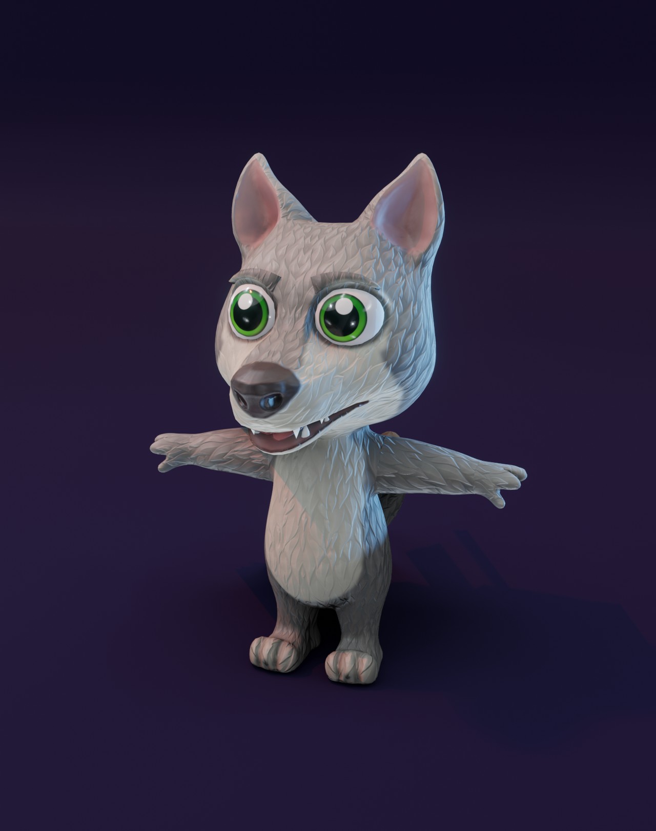 Cartoon Wolf Animated 3D Model by 3DDisco
