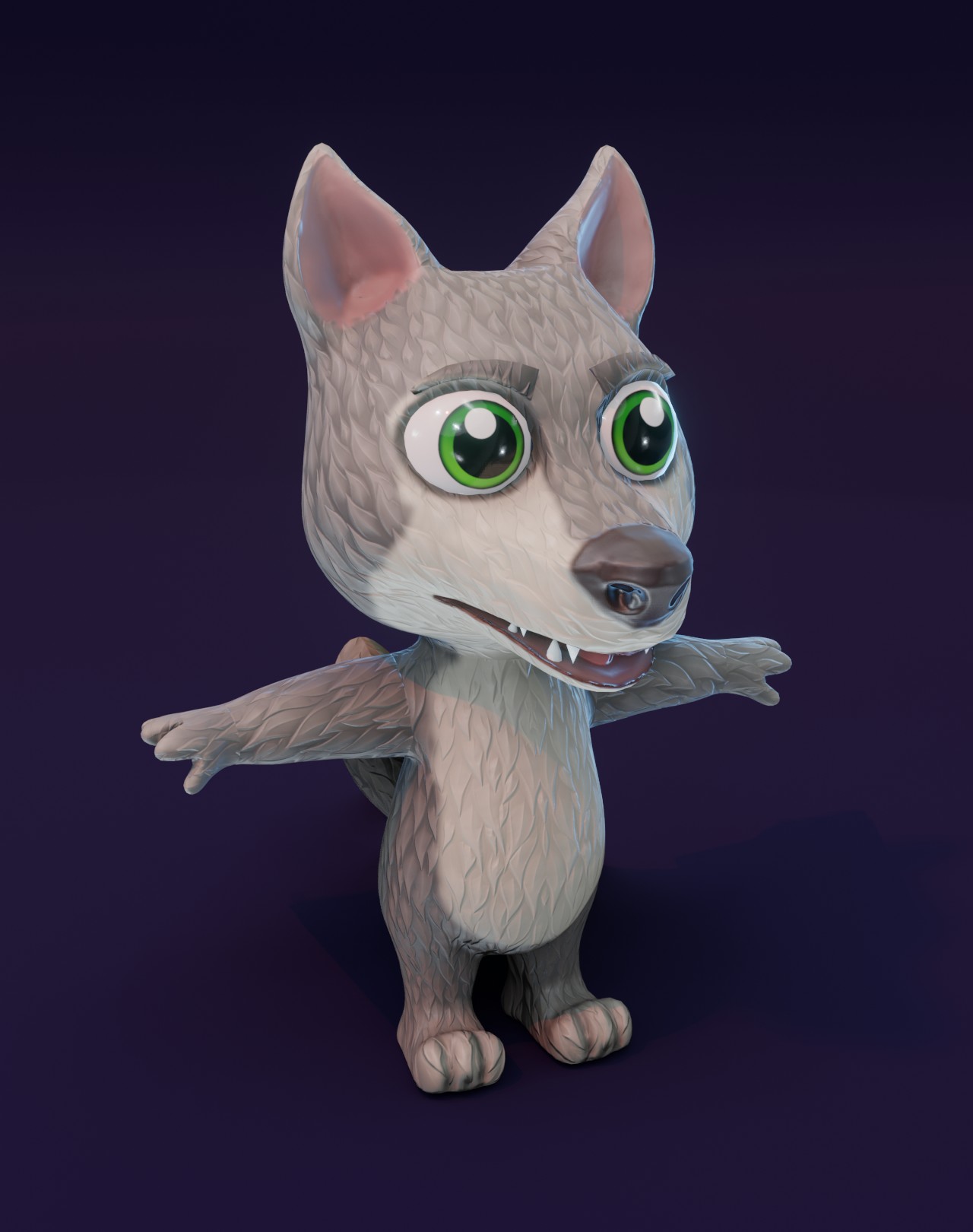 Cartoon Wolf Animated 3D Model by 3DDisco