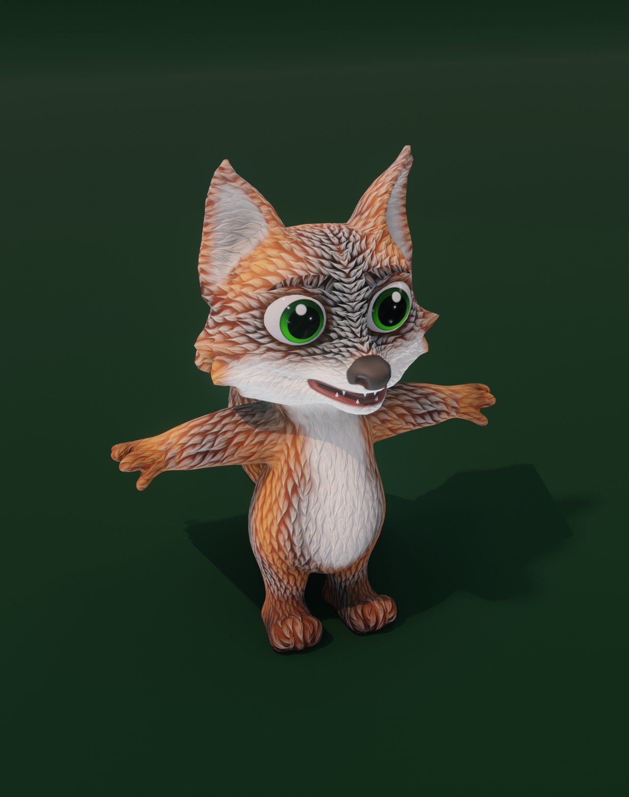 Cartoon Grey Fox Animated 3D Model by 3DDisco