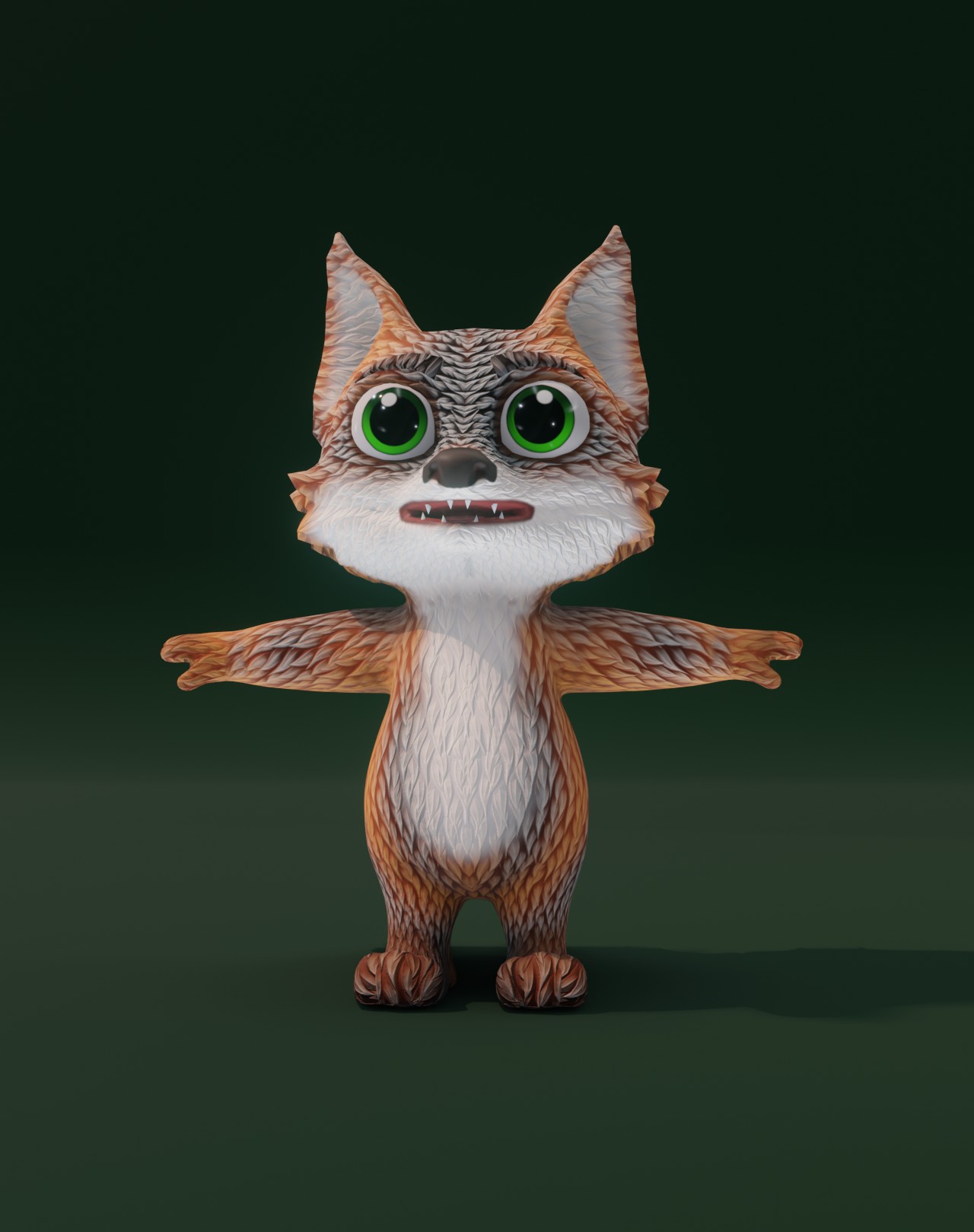 Cartoon Grey Fox Animated 3D Model by 3DDisco