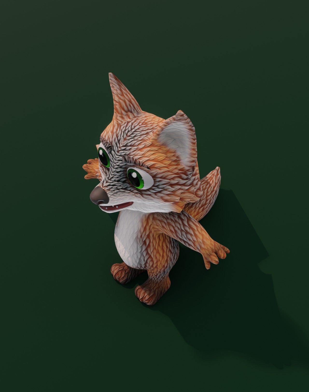 Cartoon Grey Fox Animated 3D Model by 3DDisco