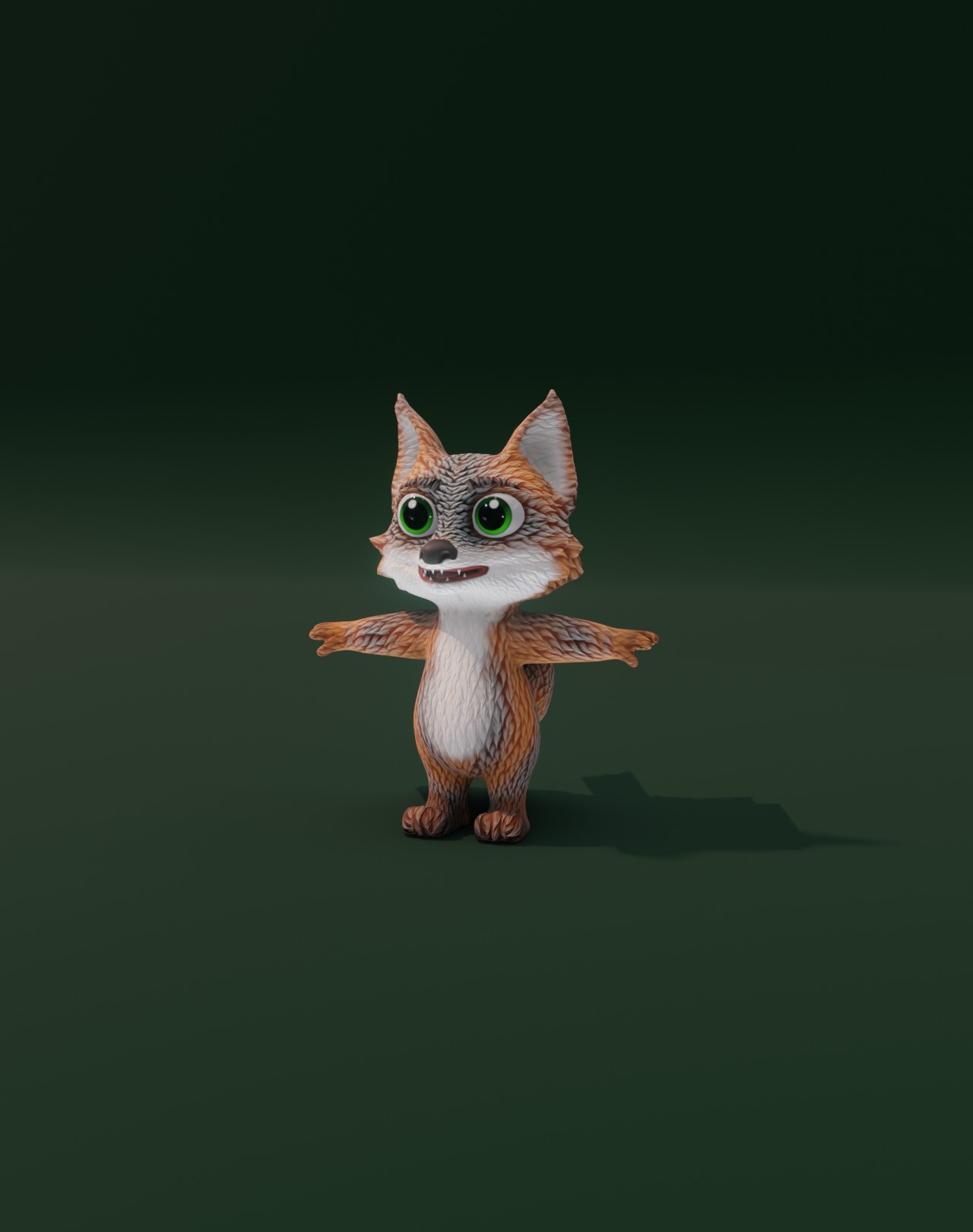 Cartoon Grey Fox Animated 3D Model by 3DDisco
