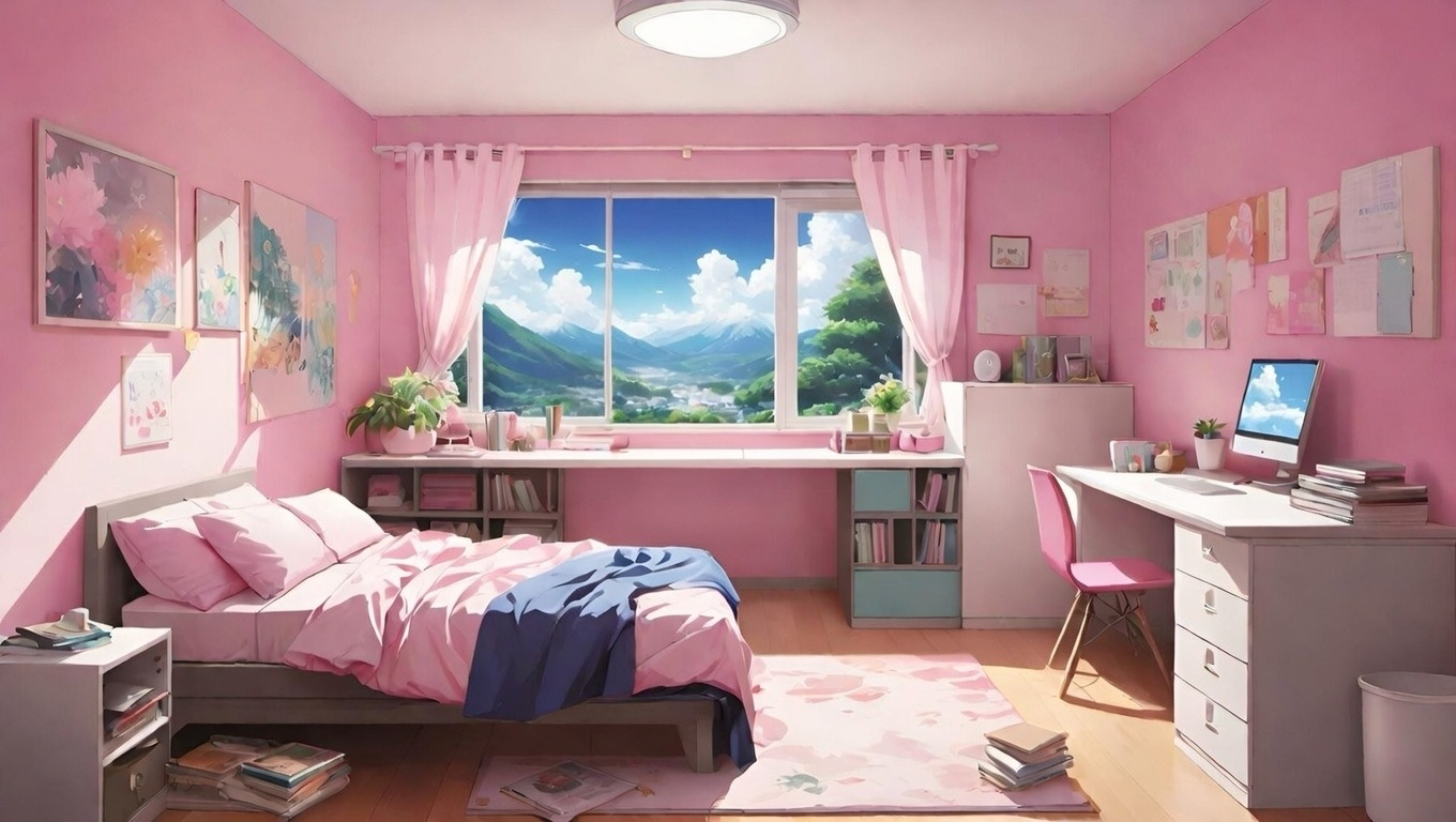 Free Background Art - College Girl's Dorm Room by WineChan