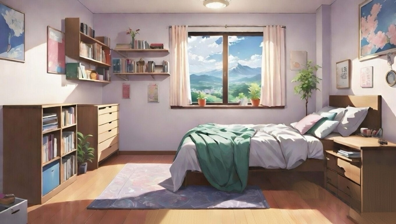 Free Background Art - College Girl's Dorm Room by WineChan