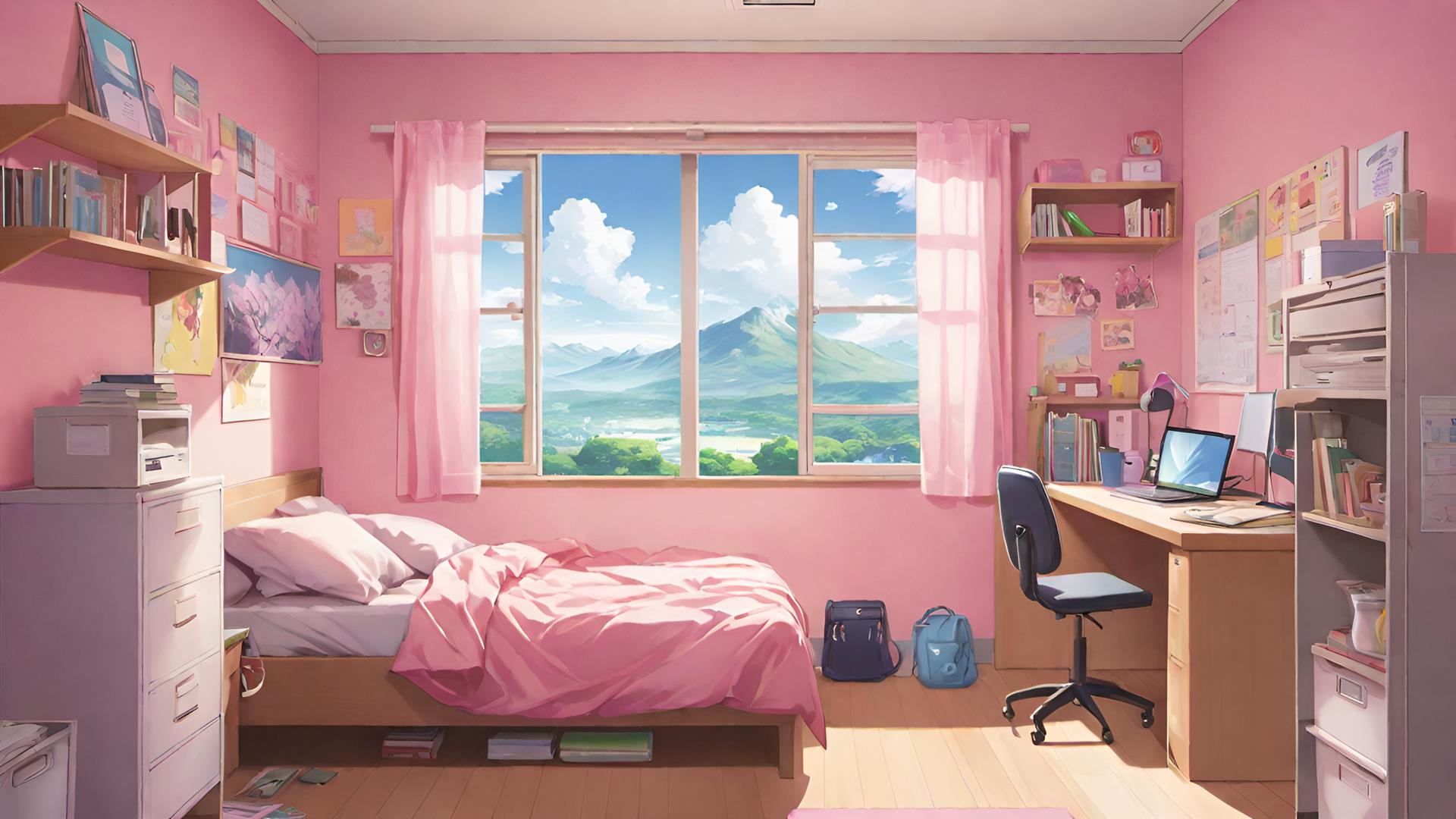 Free Background Art - College Girl's Dorm Room by WineChan