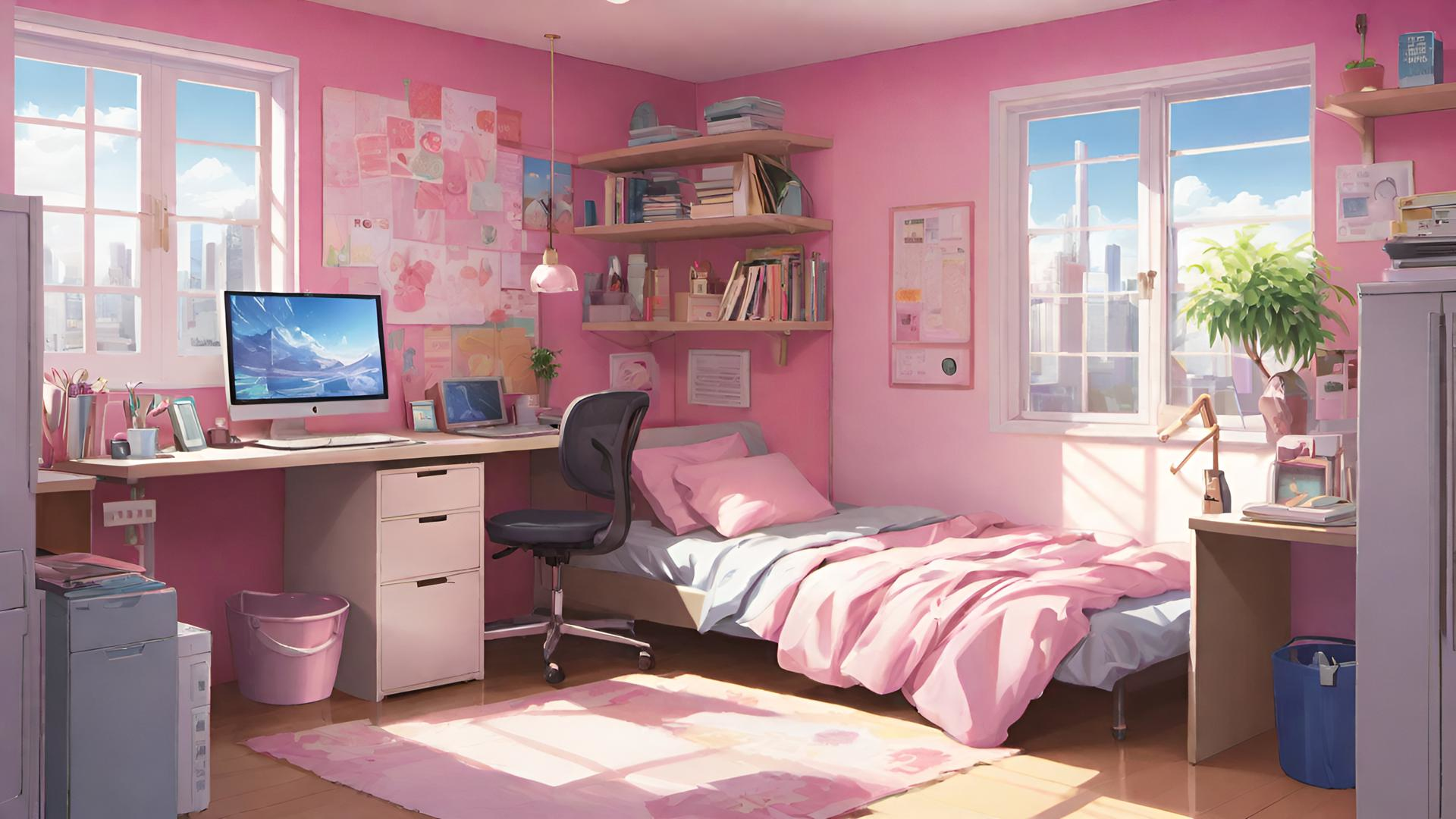 Free Background Art - College Girl's Dorm Room by WineChan