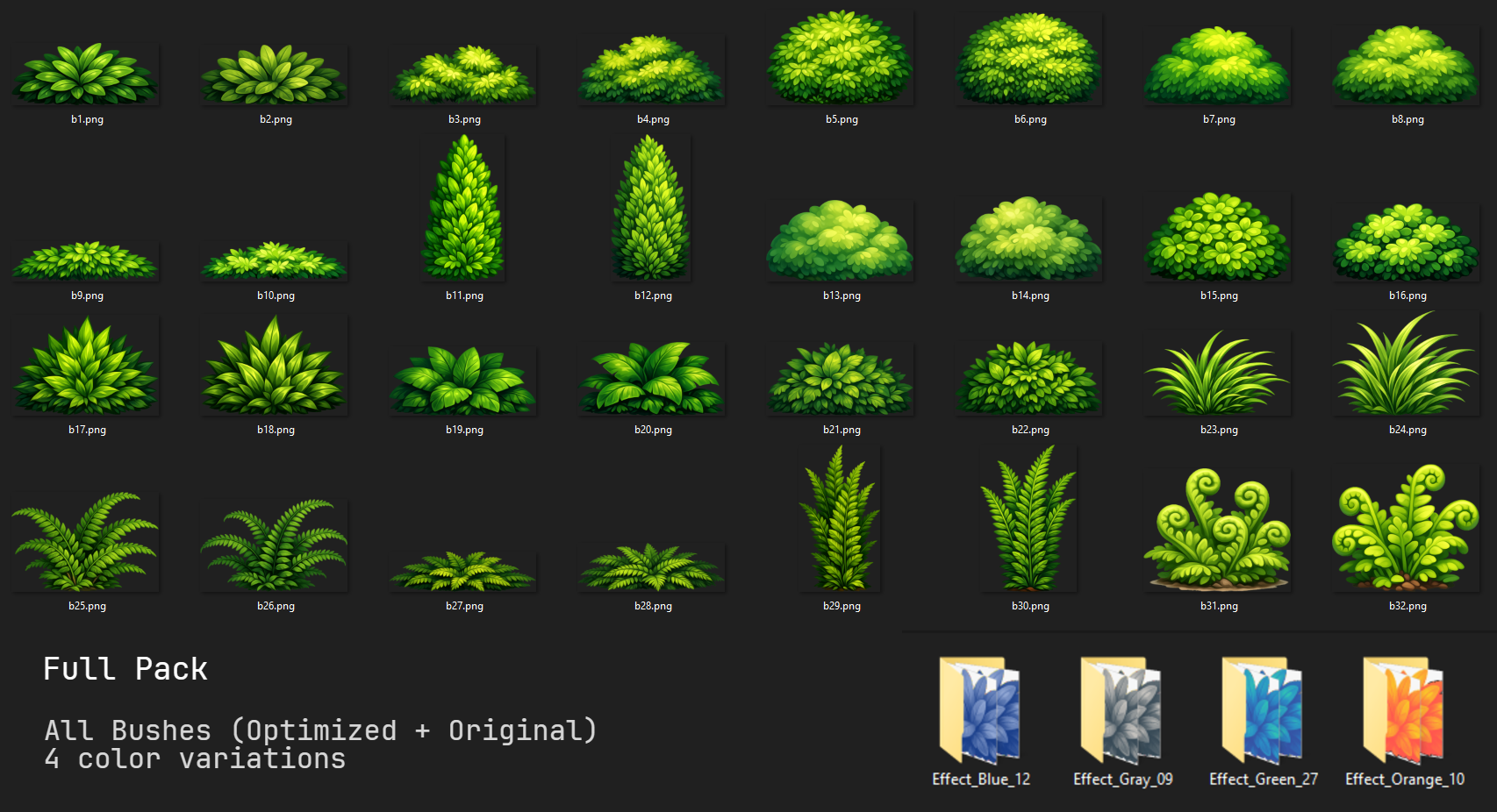 Stylized 2D Bushes Pack by Yoo Game Art