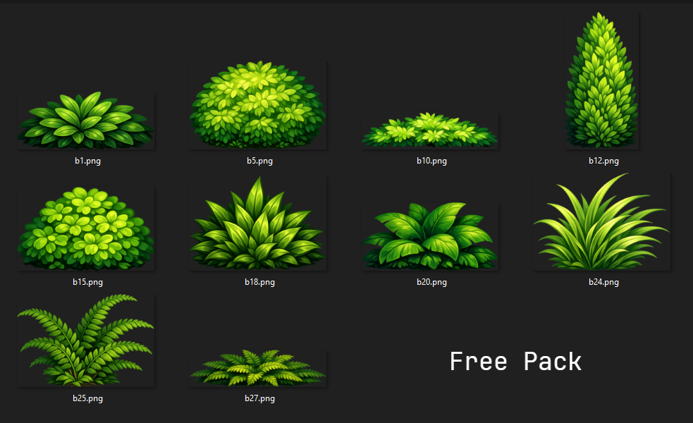 Stylized 2D Bushes Pack by Yoo Game Art