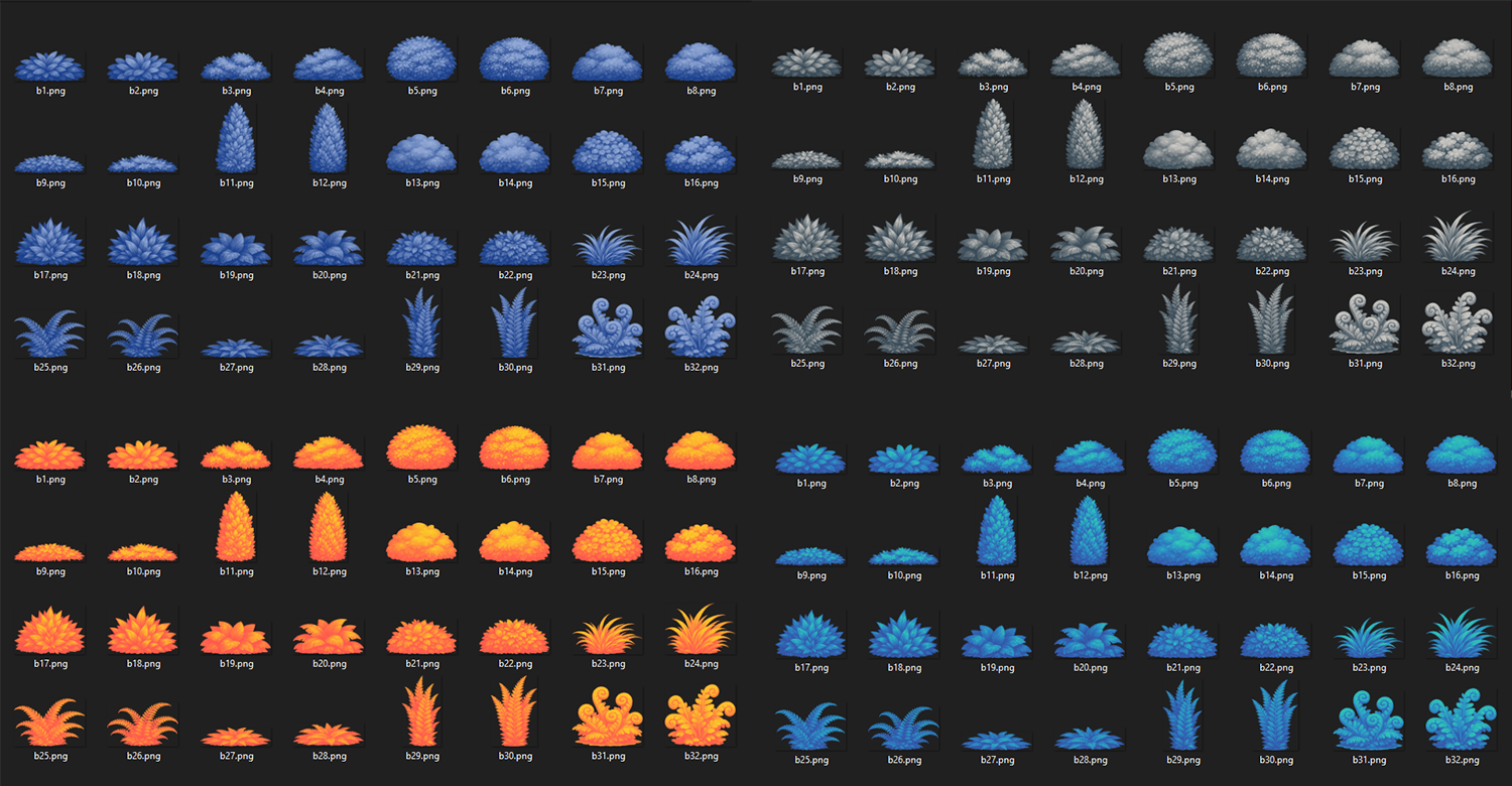 Stylized 2D Bushes Pack by Yoo Game Art