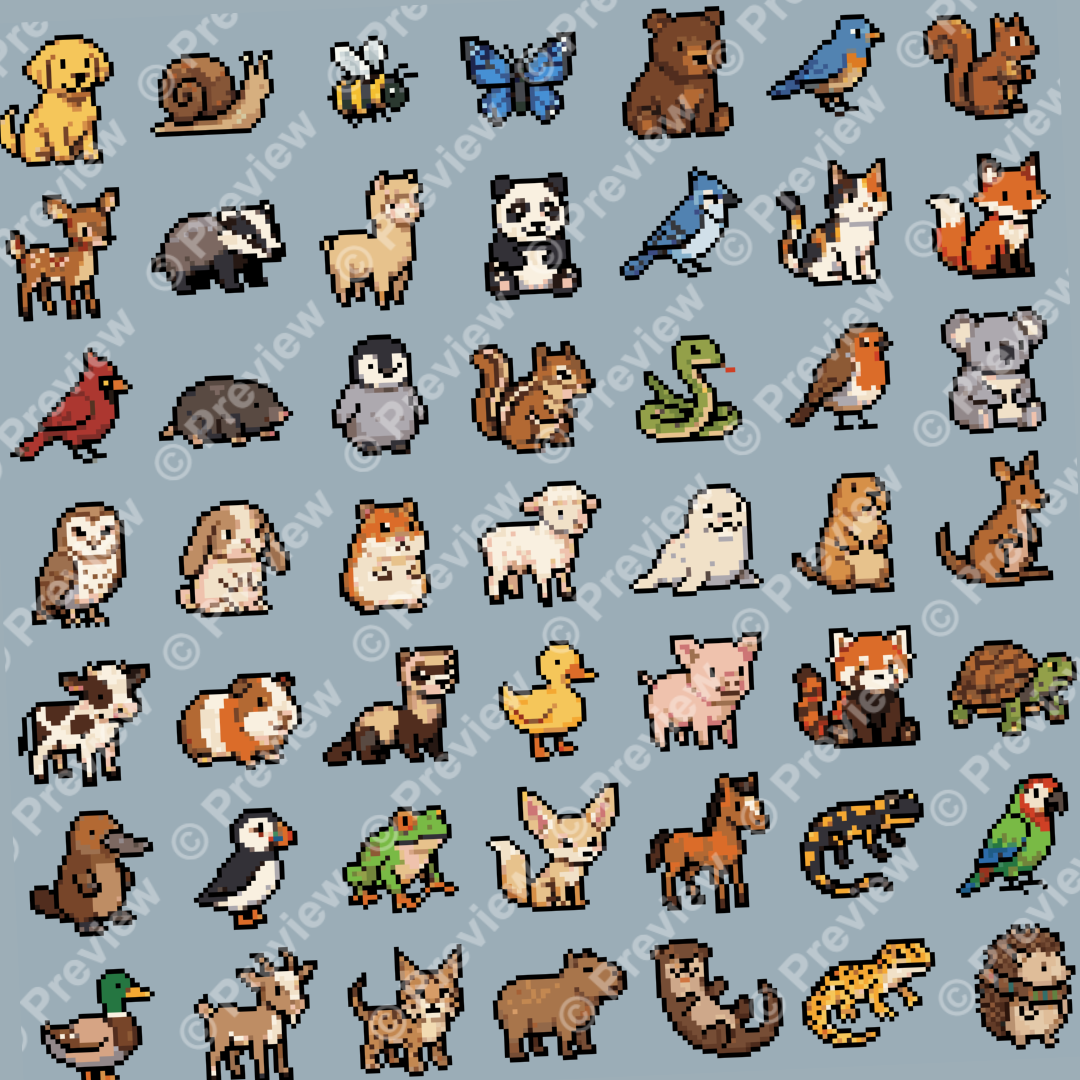 Cozy Animals Icons Pixel Art by Pixel-Banner