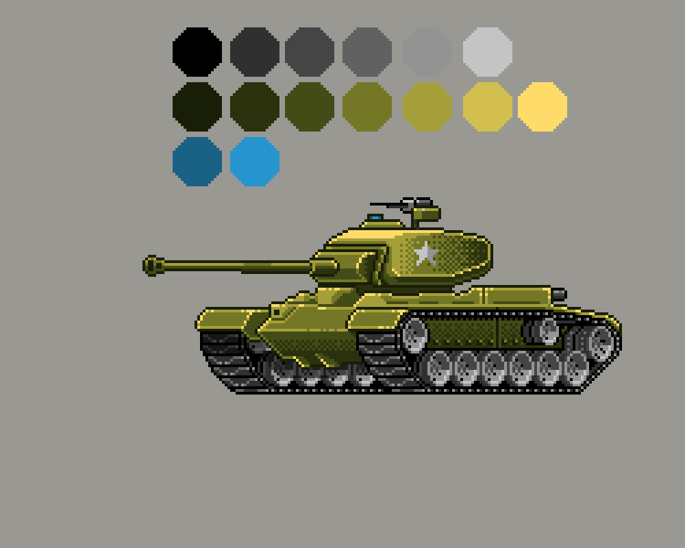 M26 Pershing Tank Pixel Art Walk and Shooting Animated by Aralepixel