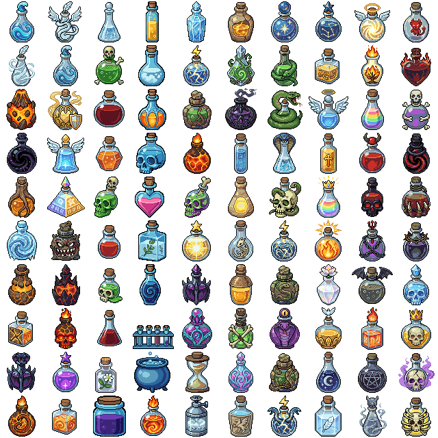 100 Pixel Art Potions #1 | Free Sample by pixStuff