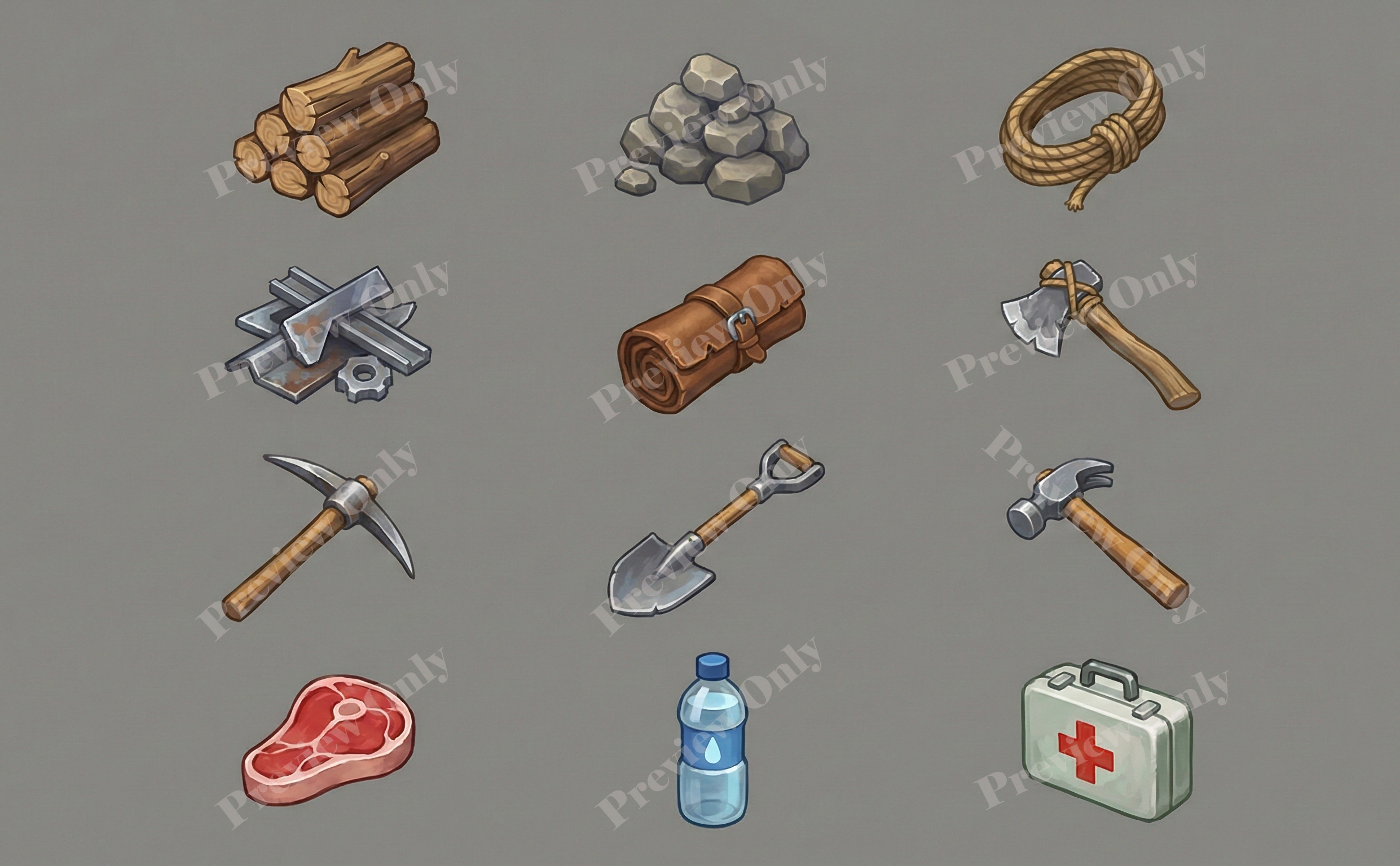 Survival Icon Pack Vol. 1 - 100+ Stylized Painterly Assets by DELAWAR