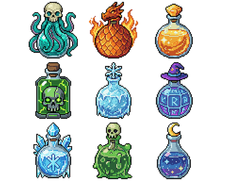 100 Pixel Art Potions #2 | Free Sample by pixStuff