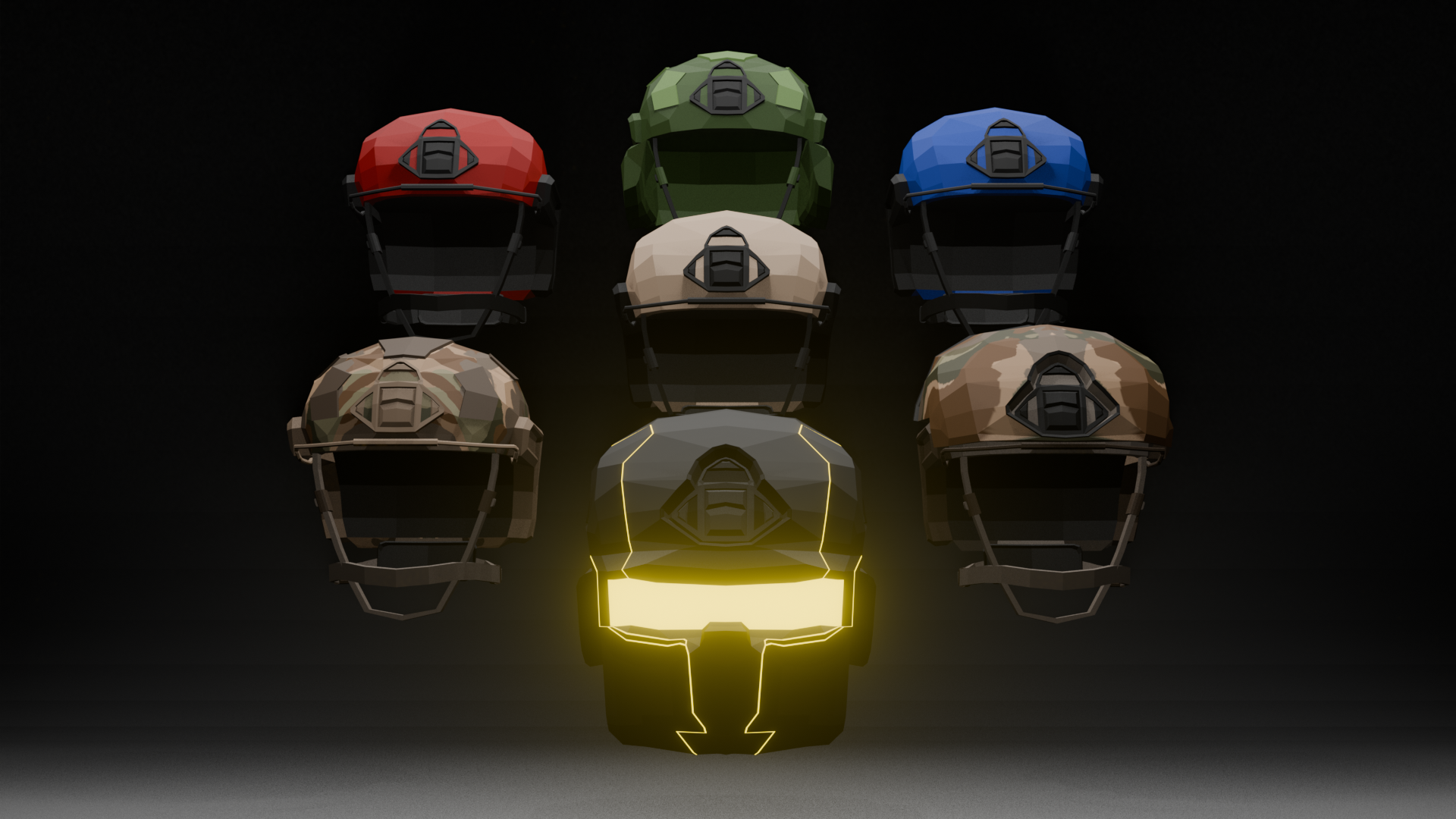 3D Low Poly - Tactical Helmet Asset Pack by DistXpian