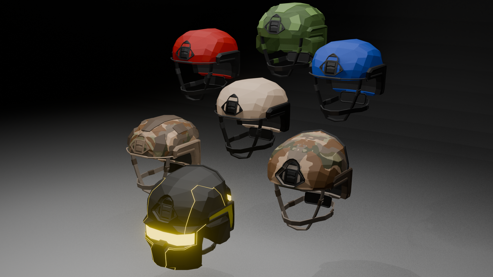 3D Low Poly - Tactical Helmet Asset Pack by DistXpian