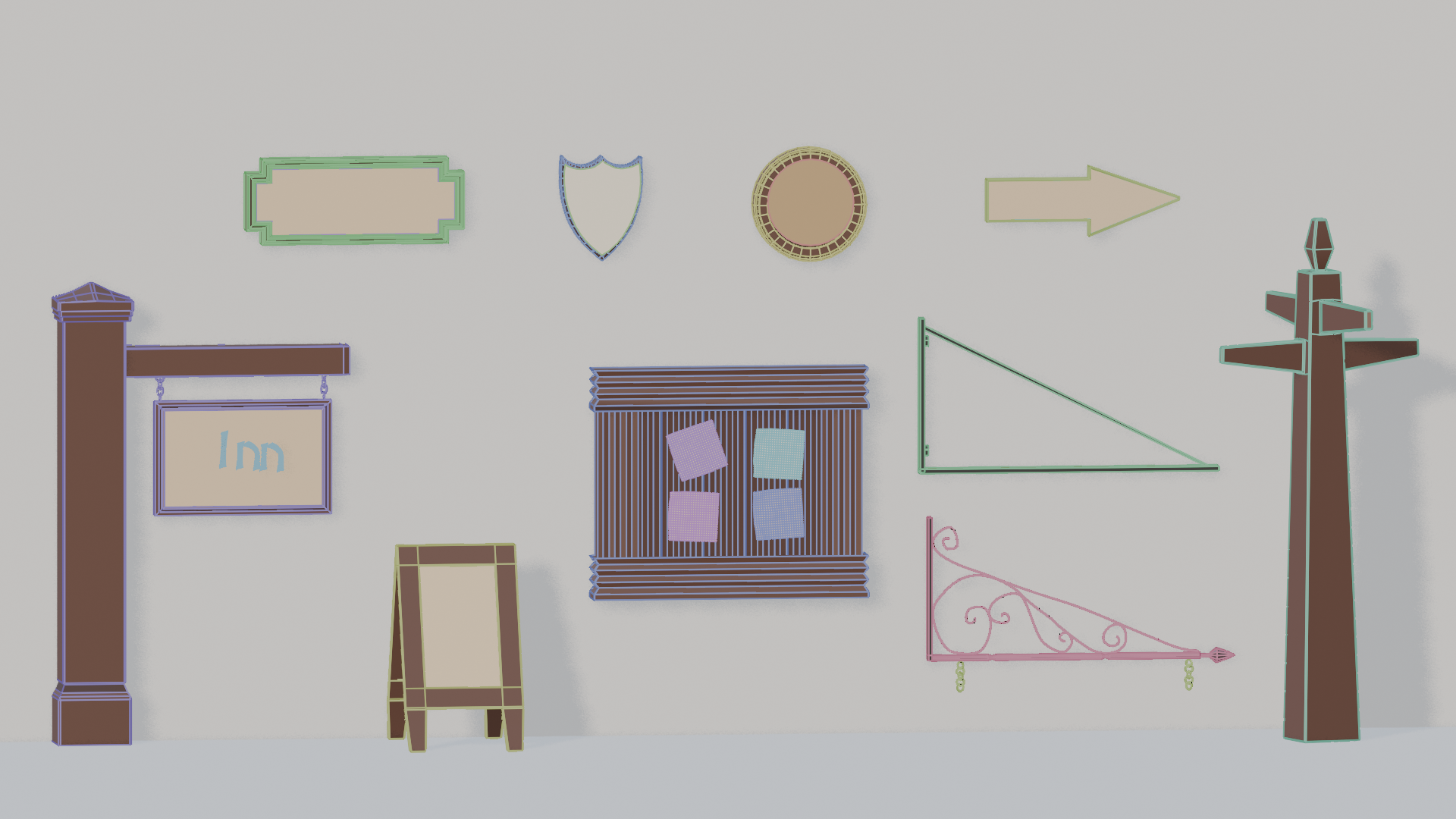 Stylized Medieval Signage & Notice Boards (10 Props) – Fantasy Town ...