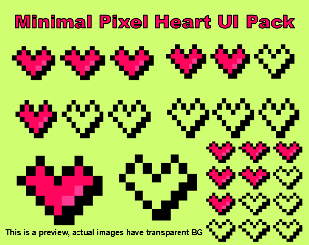 Minimal Pixel Heart UI Pack (Health Icons and Sprite Sheet) by Nandita B
