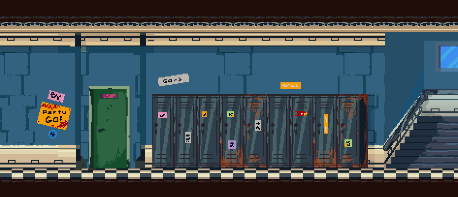 School Hallway – Platformer Pixel Art Tileset by Pozac