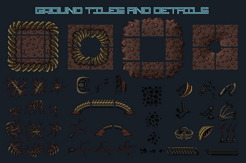 Space Shooter 2D Tileset Pixel Art by Free Game Assets (GUI, Sprite ...