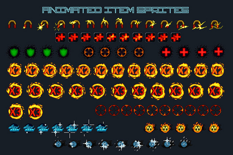 Space Shooter 2D Tileset Pixel Art by Free Game Assets (GUI, Sprite ...