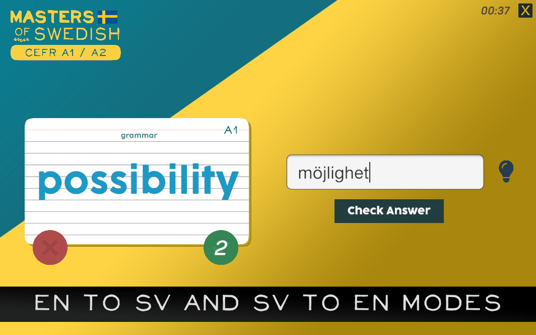 Learn Swedish! A1 / A2 Level Flashcards by Craig @ Continuum Softworks