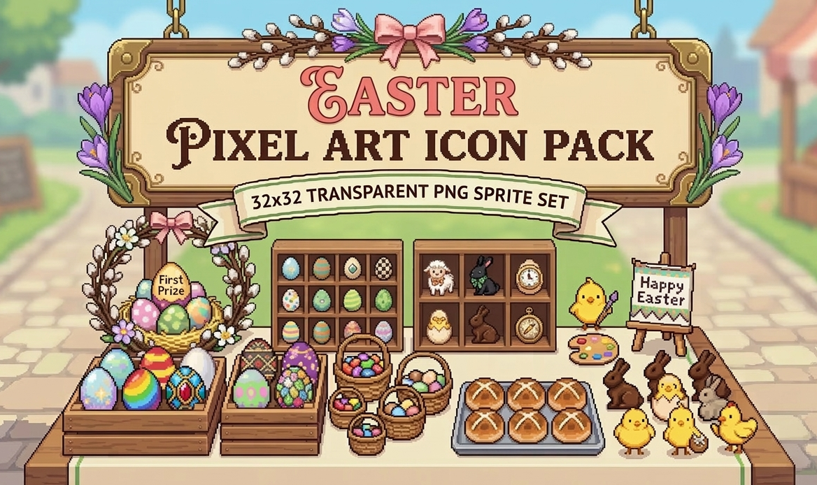 Easter Pixel Art Icon Pack (174 Icons) by kelvira