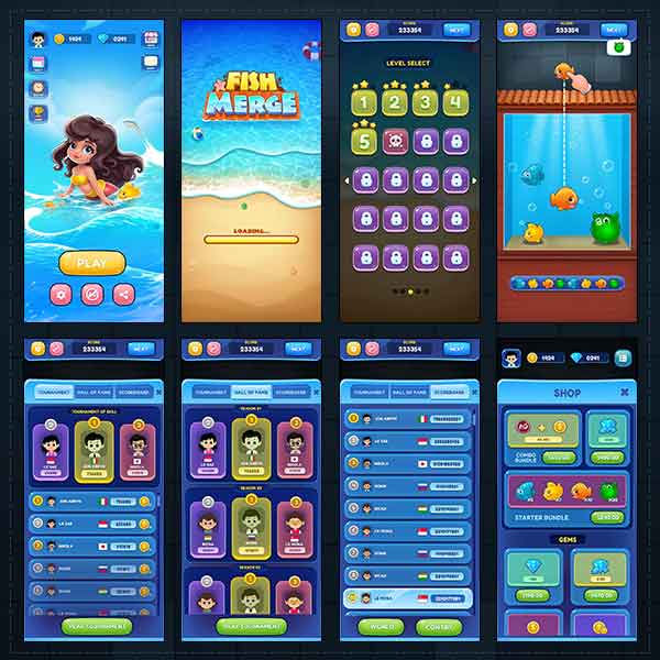 Fish Merge Game UI Kit by Coco Games Studio