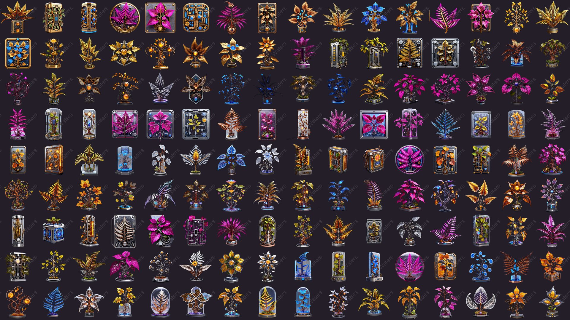 Solarpunk Cyber-Botanicals: 576 Bio-Mechanical Flora Assets by Chie Waters