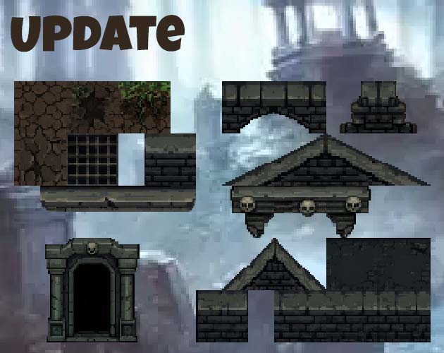 2D Cemetery Tileset – 16px + Skeleton Character by Satanturno