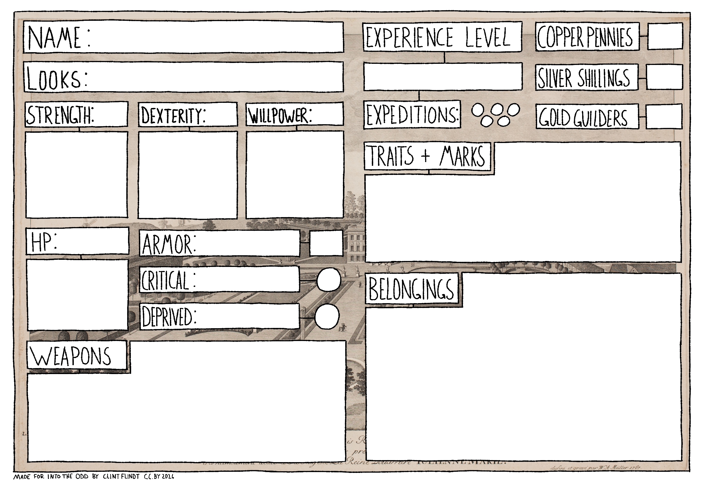 Into the Odd Character Sheets by Clint Flindt