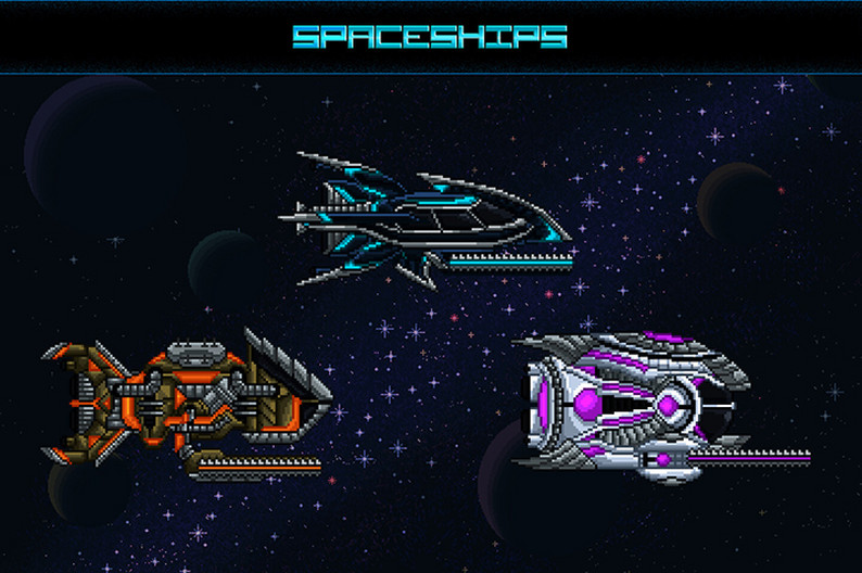 Space Shooter Game Kit Pixel Art by Free Game Assets (GUI, Sprite ...