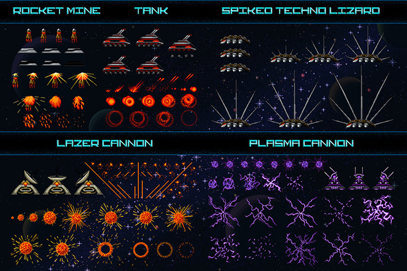Space Shooter Game Kit Pixel Art by Free Game Assets (GUI, Sprite ...