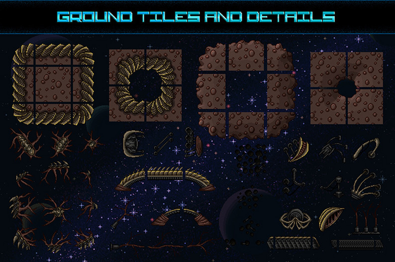 Space Shooter Game Kit Pixel Art by Free Game Assets (GUI, Sprite ...