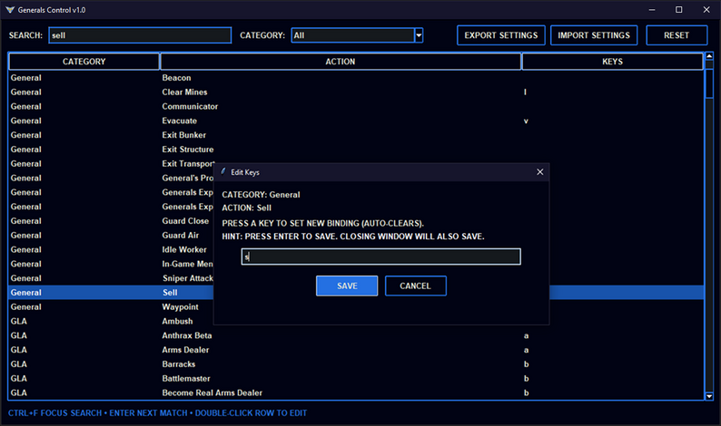 Generals Zero Hour - Controls Editor (No Hack) by Potato