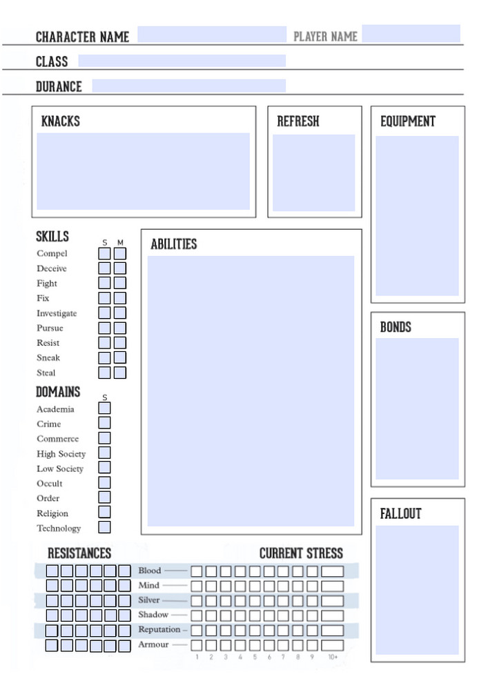 Spire Form-Fillable Character Sheet by Charlie H