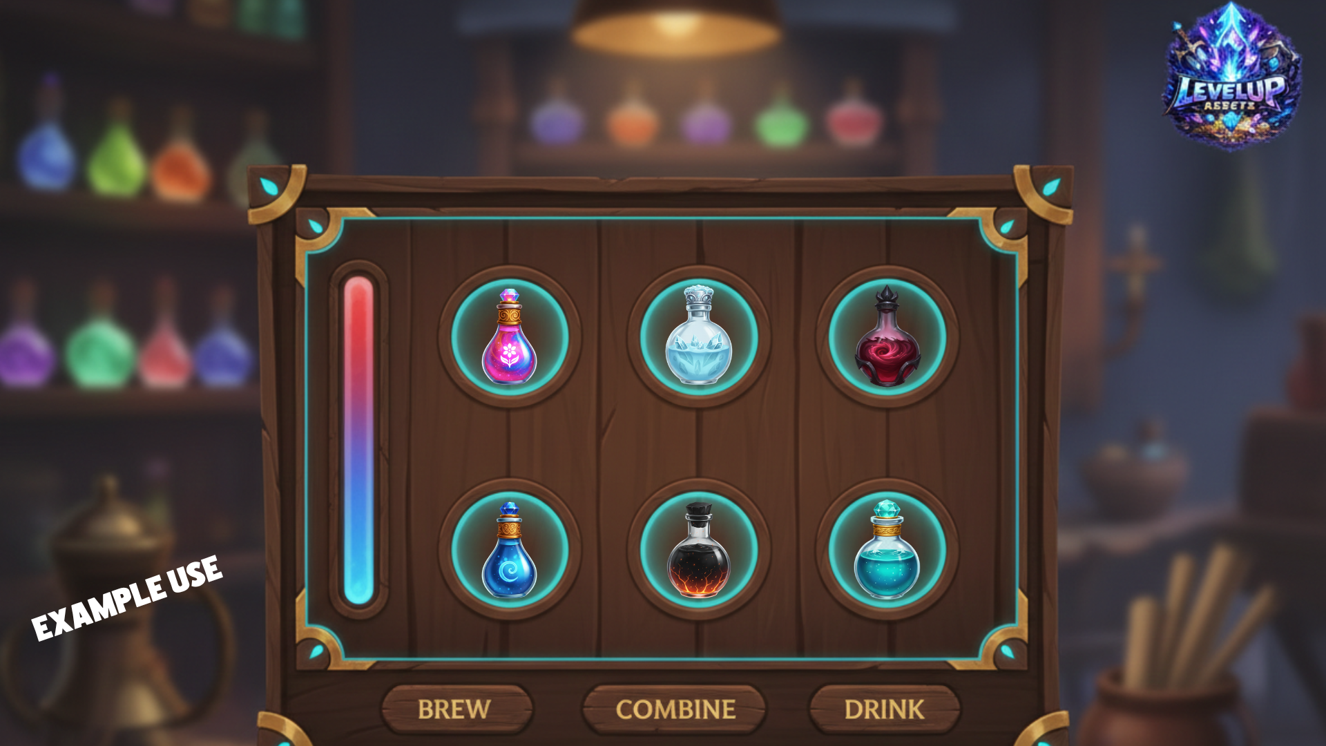 50+ Stylized Fantasy Potion Icons by levelupgameassets