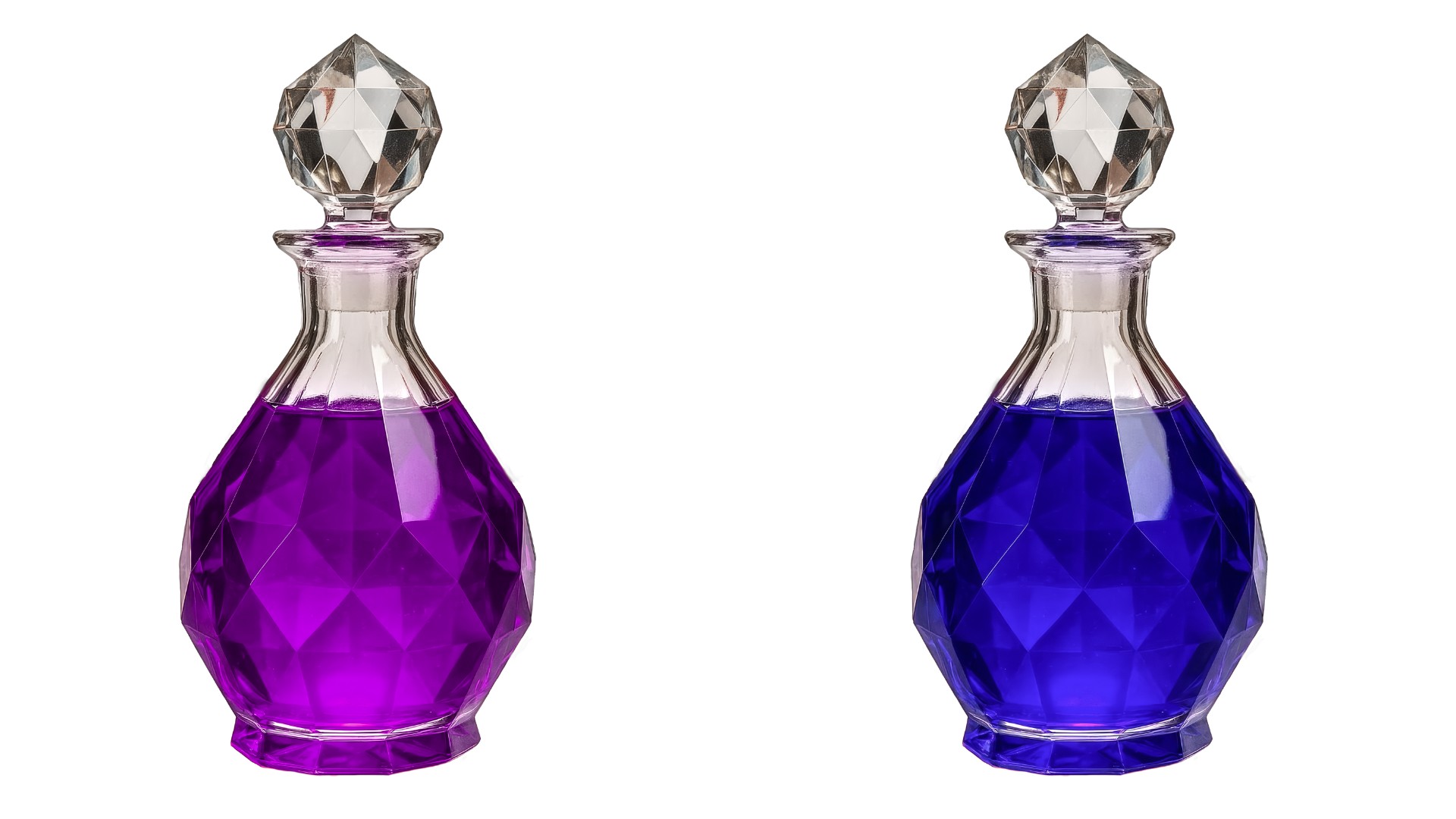 4K Magic UI Icons — 13 Faceted Crystal Flasks (4096px Transparent PNG ...