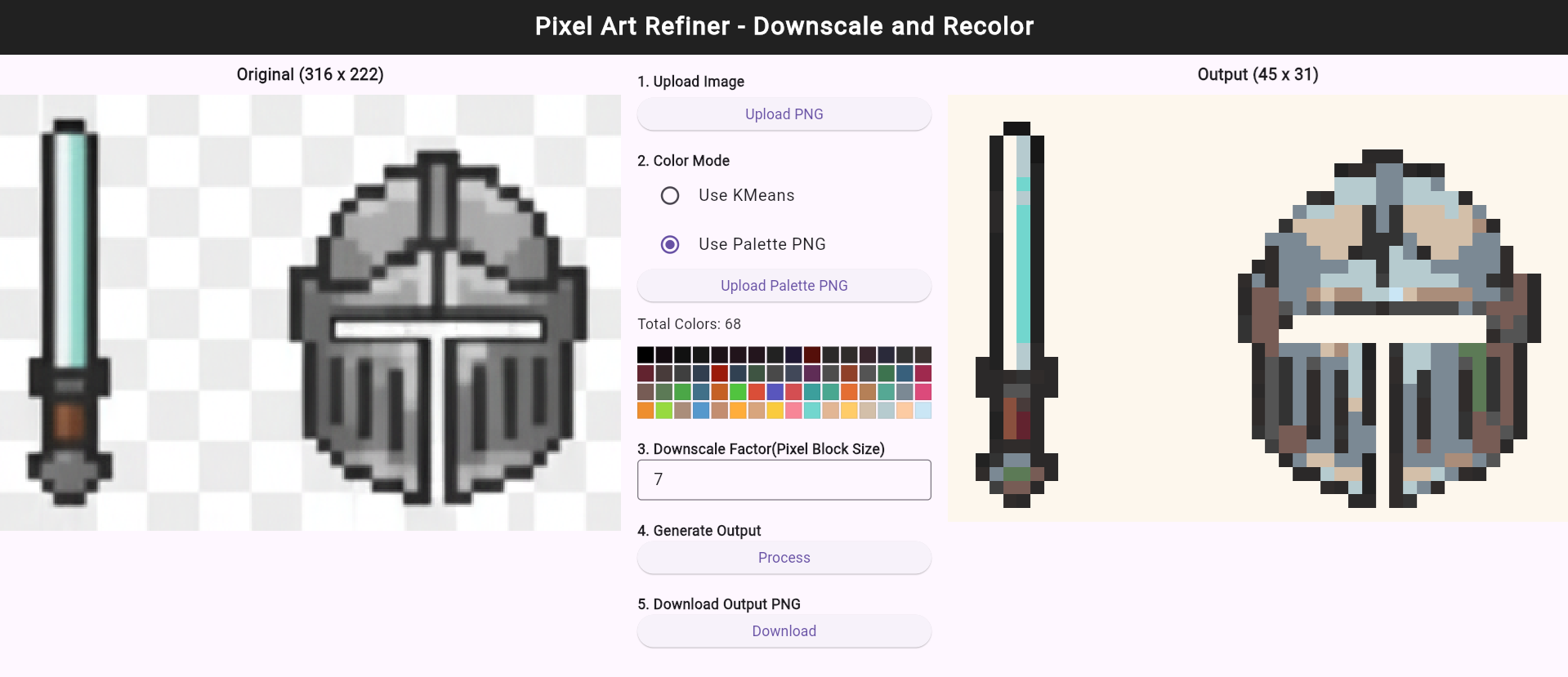 Pixel Art Refiner - Downscale and Recolor by GamsterSmith