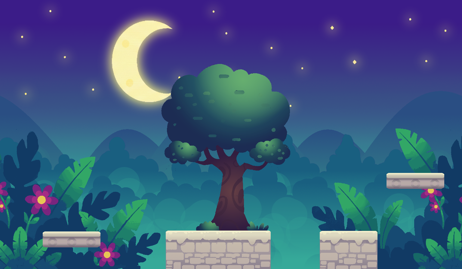 Moonlight Garden – 2D Platformer Background by Pozac