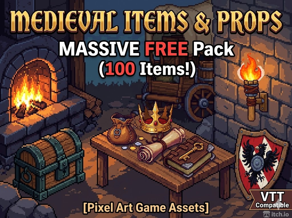 Medieval Items & Props - MASSIVE FREE Pack (100 Items!) [Pixel Art Game ...