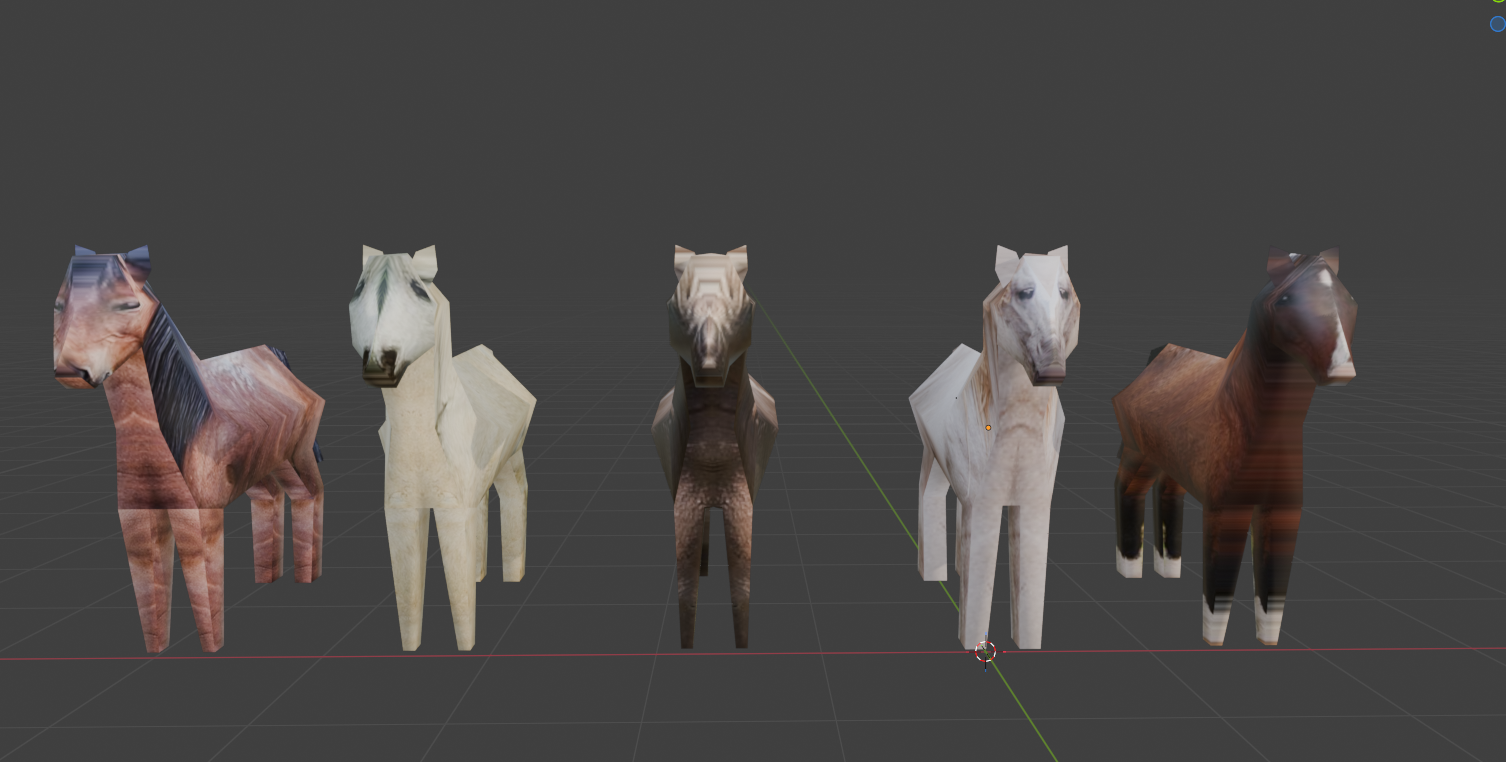 low poly speed modled horses by herio
