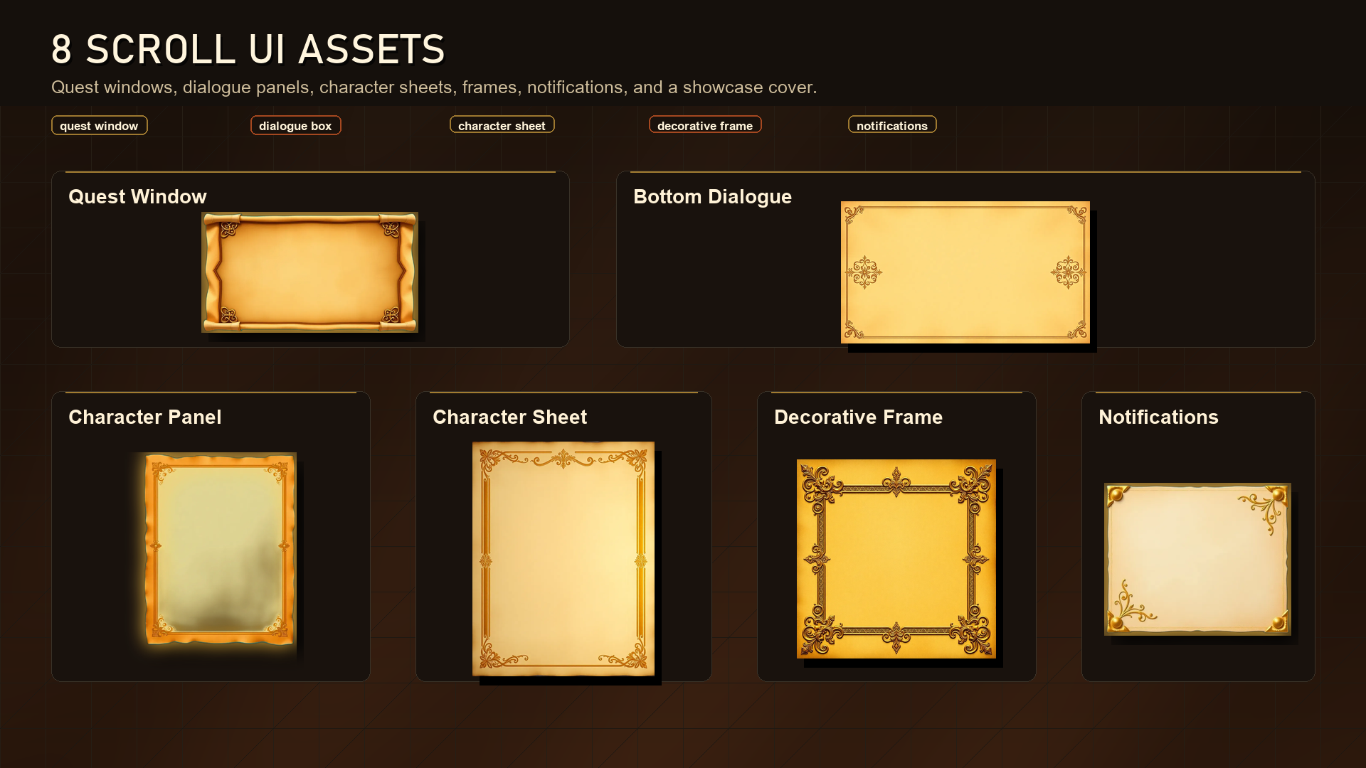 Fantasy RPG Dialogue & Quest UI Pack – Scroll Panels, Boxes & Interface ...